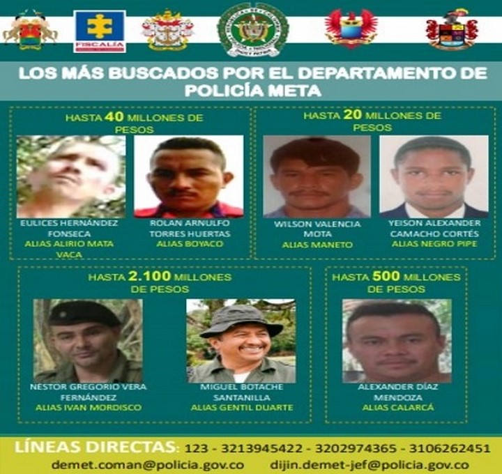 Estos Son Los Más Buscados En El Departamento Del Meta Por Las